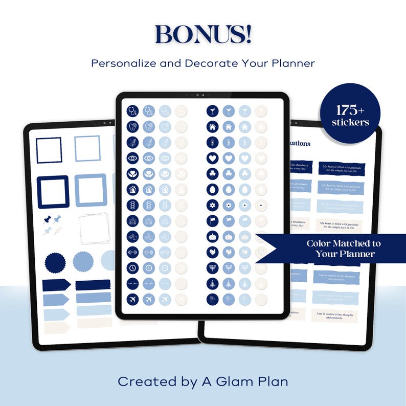 2025 - 2026 Planner | Digital | Hyperlinked | Shades of Blue Planner ...