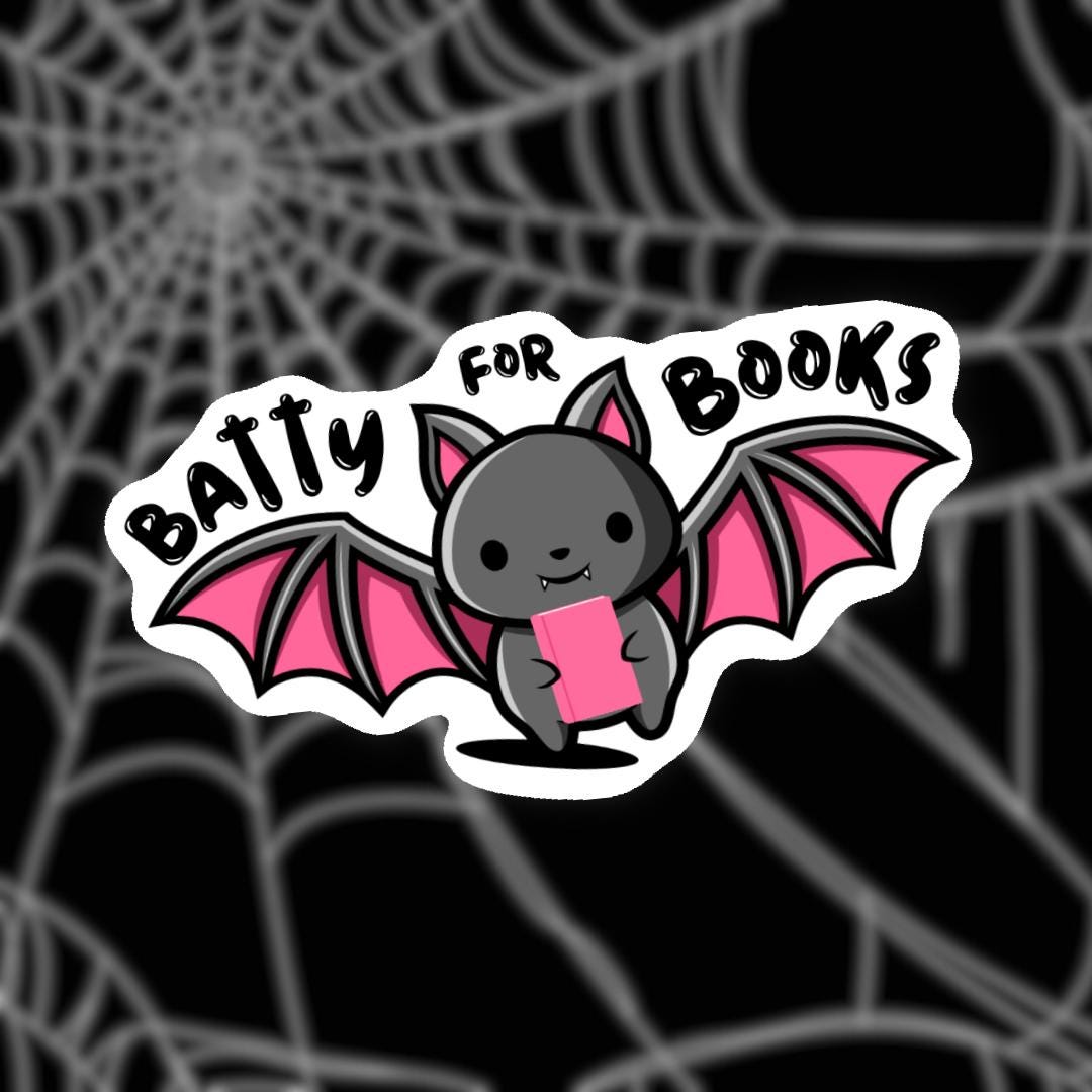 Batty for Books Sticker: Pink & Black Bookish Kindle Sticker - Etsy