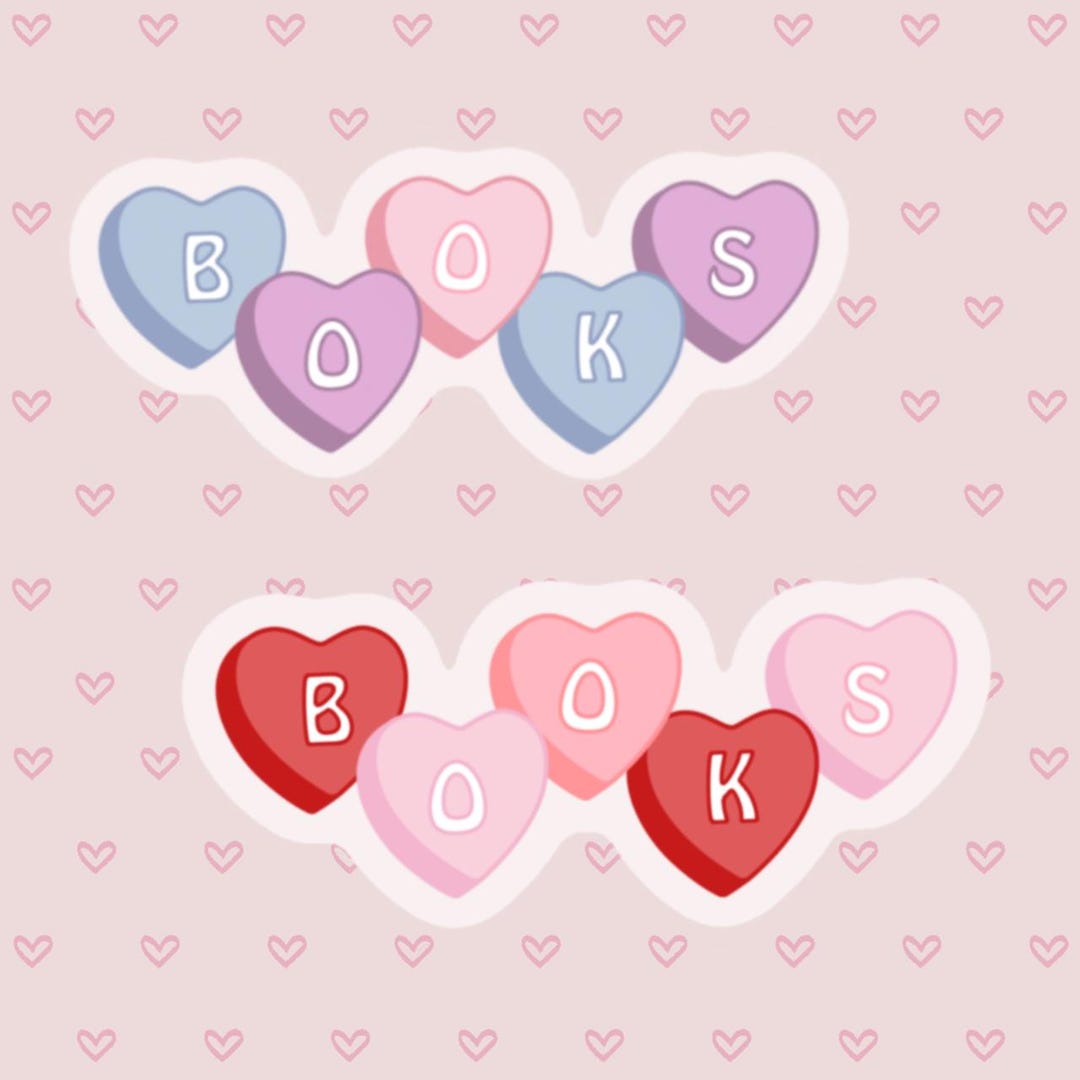 Book Lover Candy Hearts, Romance Reader, Kindle Sticker, Valentines Day ...
