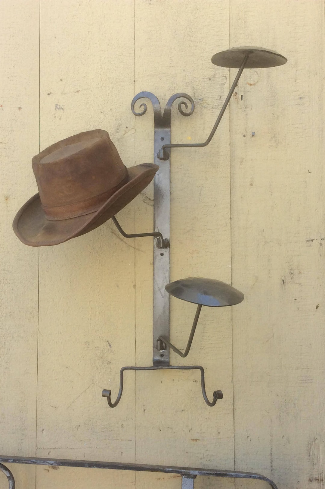 Hat Rack Hangs on the Wall Arms Swivel and is Hand Forged -great for ...