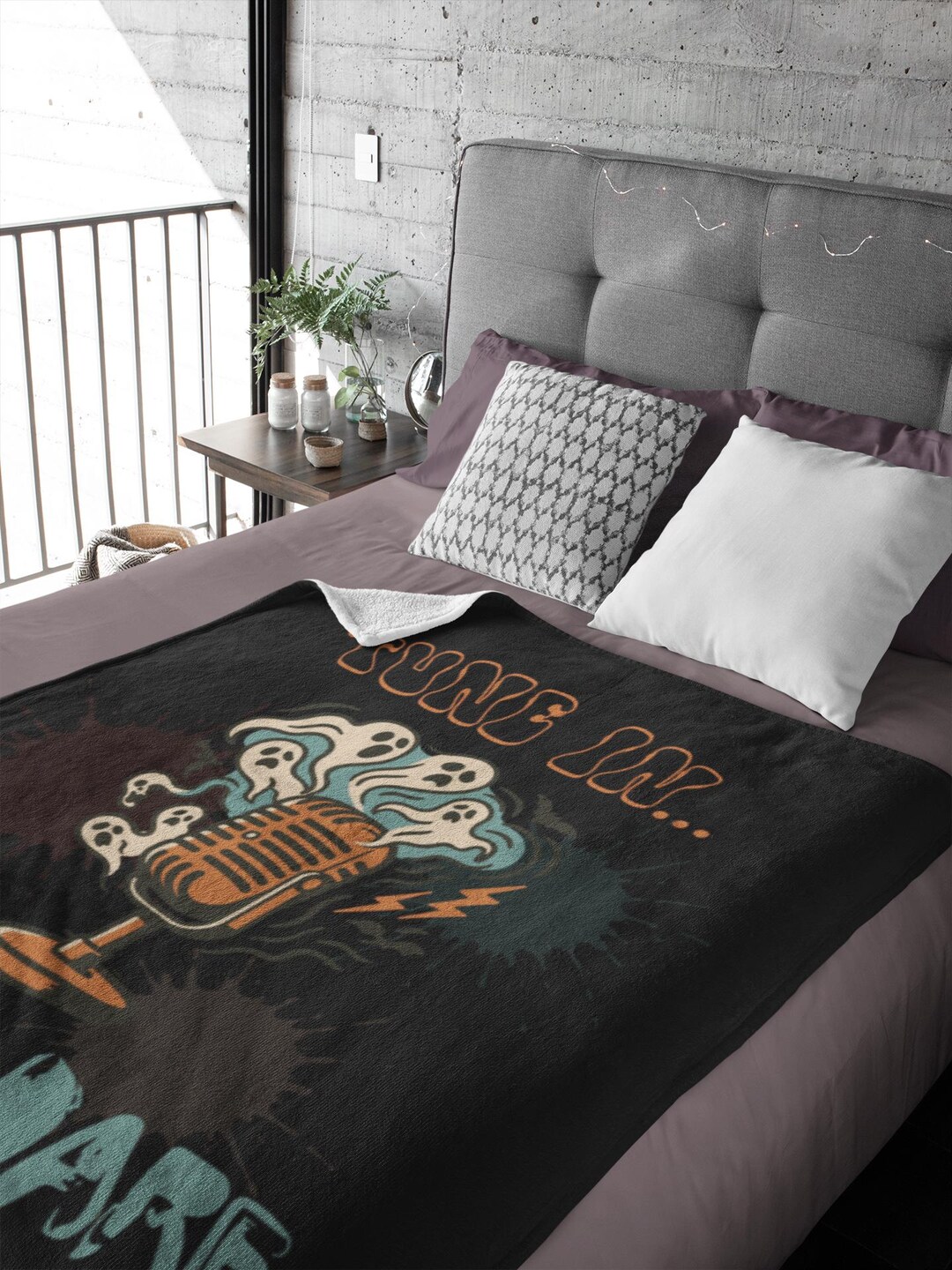 Ghost Microphone Fleece Blanket | Spooky Retro Horror Decor - Etsy