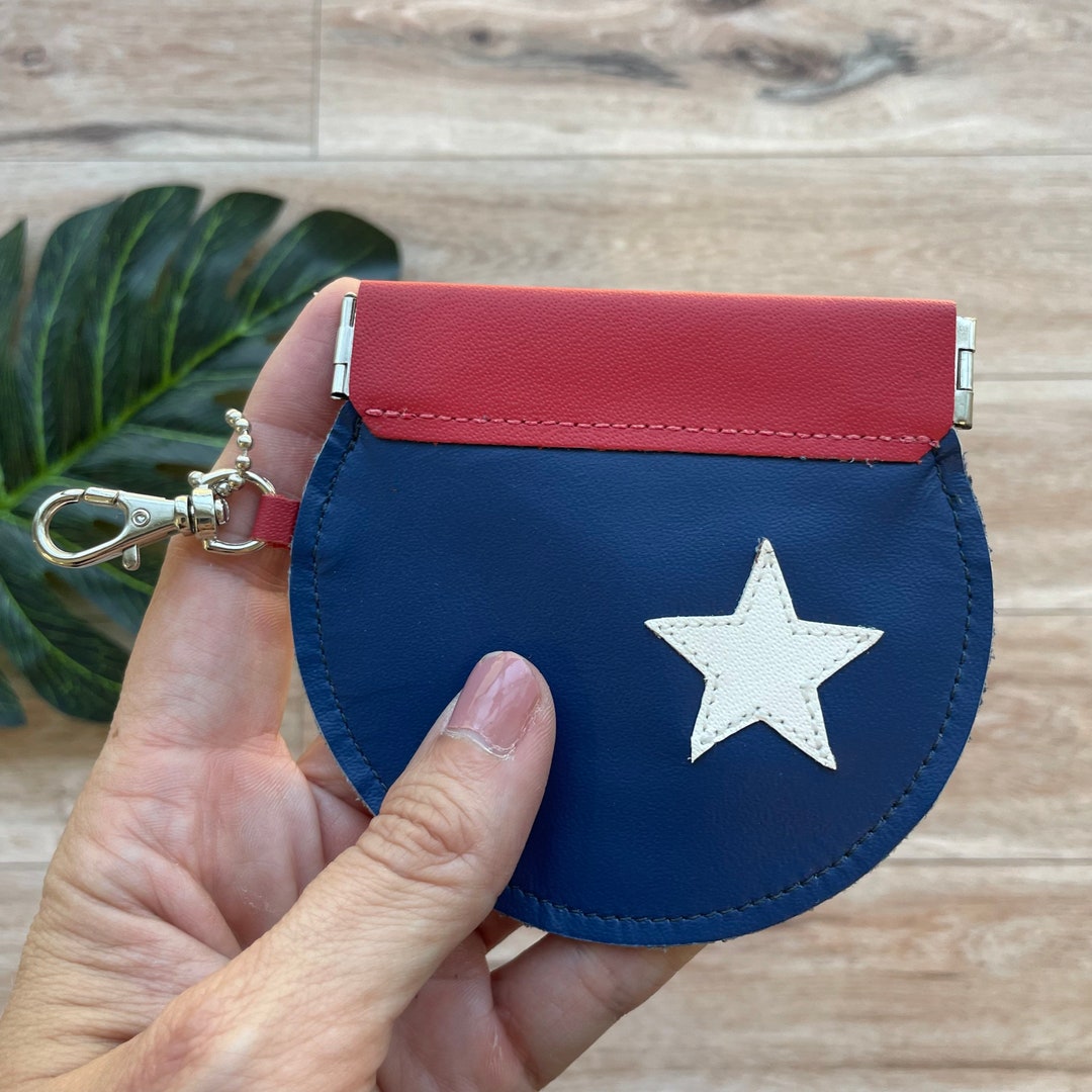 Blue Leather Star Coin Purse: Round Snap Pinch Clasp - Etsy