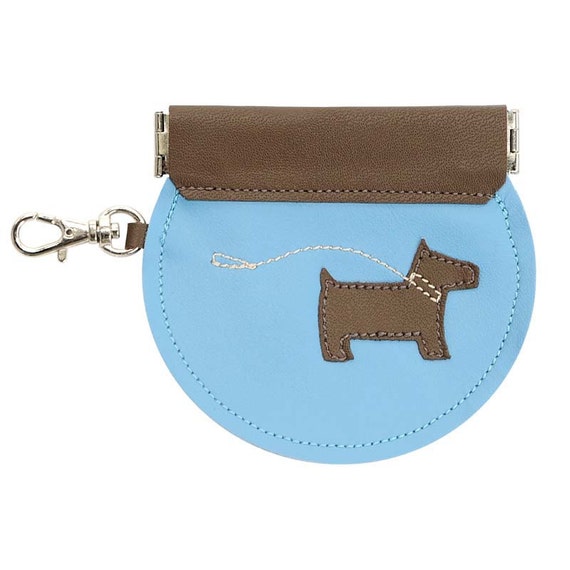 Leather Pinch Purse Coin Purse Round Blue With Dog Design - Etsy