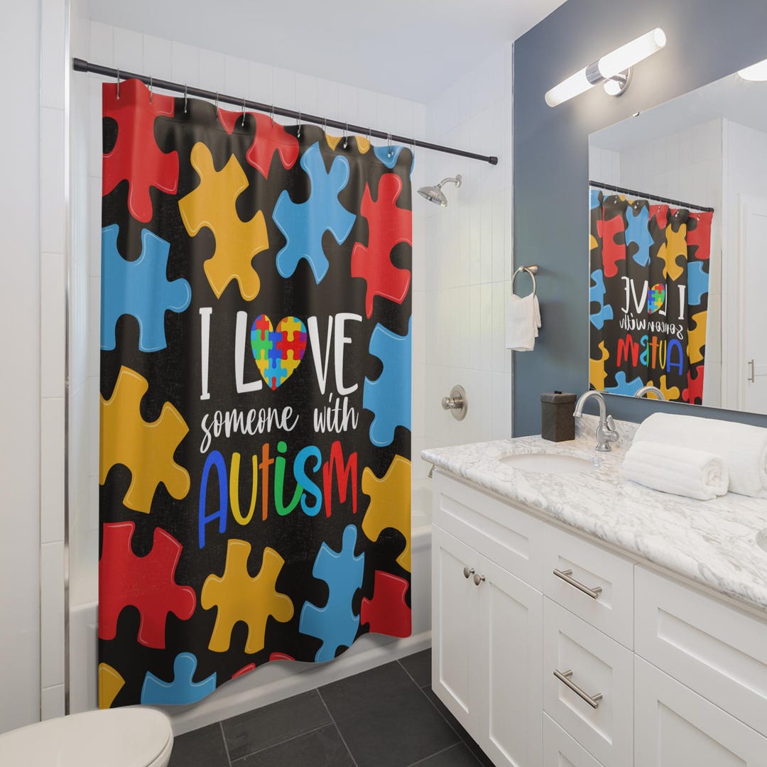 I Love Someone With Autism, Awareness Shower Curtains, Neurodiversity ...