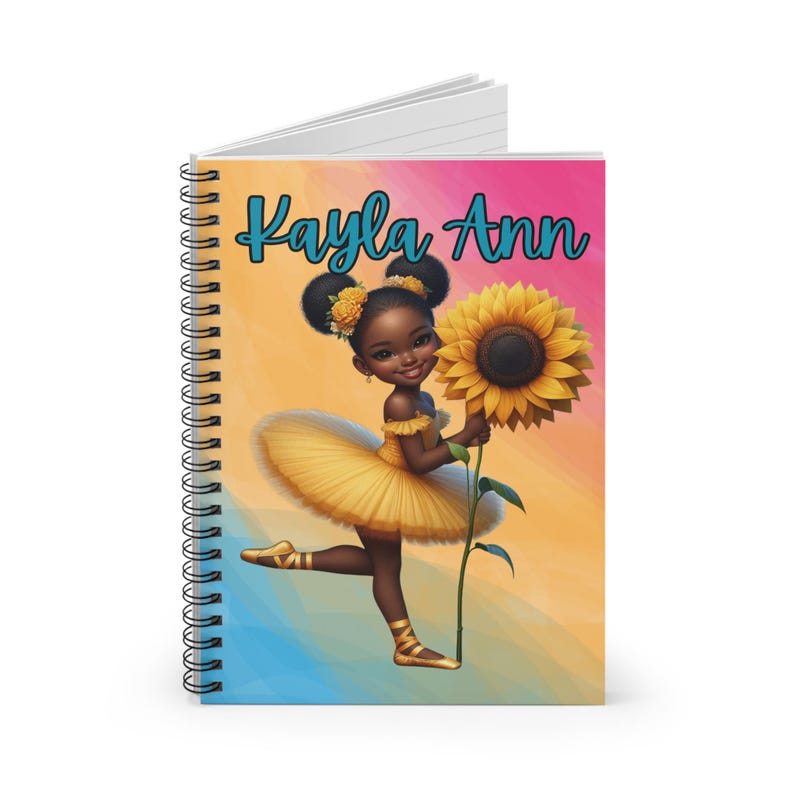Personalized Ballerina Spiral Notebookf, Ruled Line Custom Name Journal ...