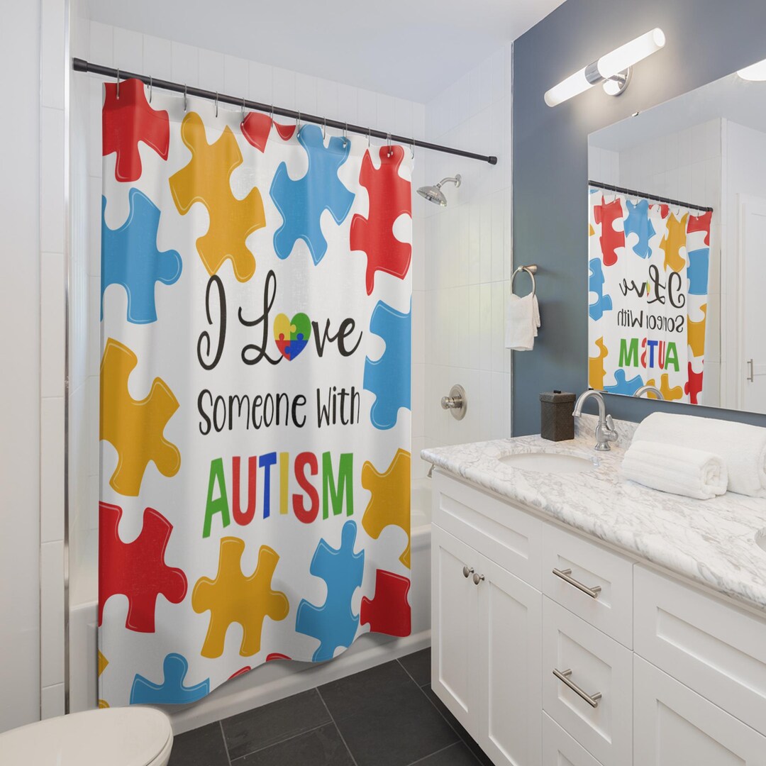 I Love Someone With Autism B, Awareness Shower Curtains, Neurodiversity ...
