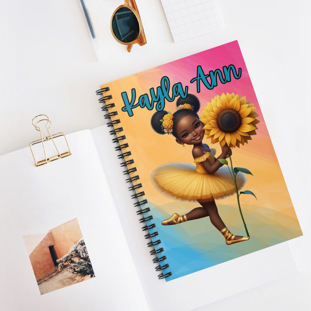 Personalized Ballerina Spiral Notebookf, Ruled Line Custom Name Journal ...