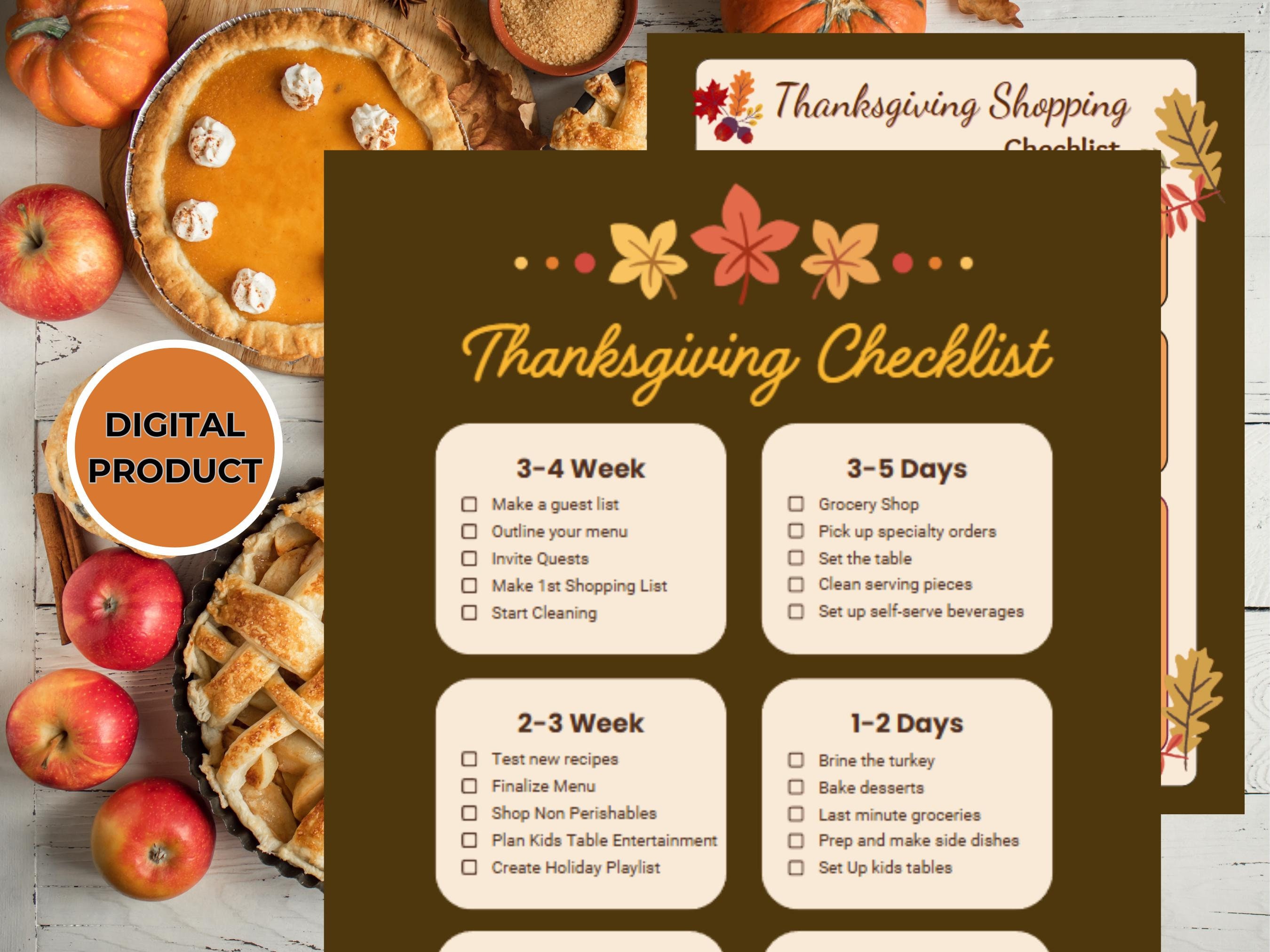 Thanksgiving Checklist - Etsy