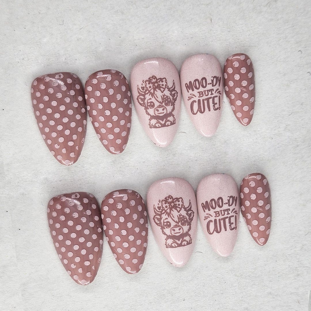 Highland Cow Press on Nails: Custom Handmade Reusable False Nails Moody ...