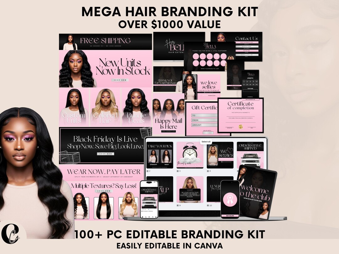 Hair Branding Kit Luxury Branding Kit Social Media Branding Bundle Hair ...