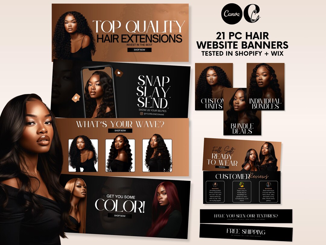Hair Shopify Website Banner Template Wix Website Banner Shopify Luxury ...