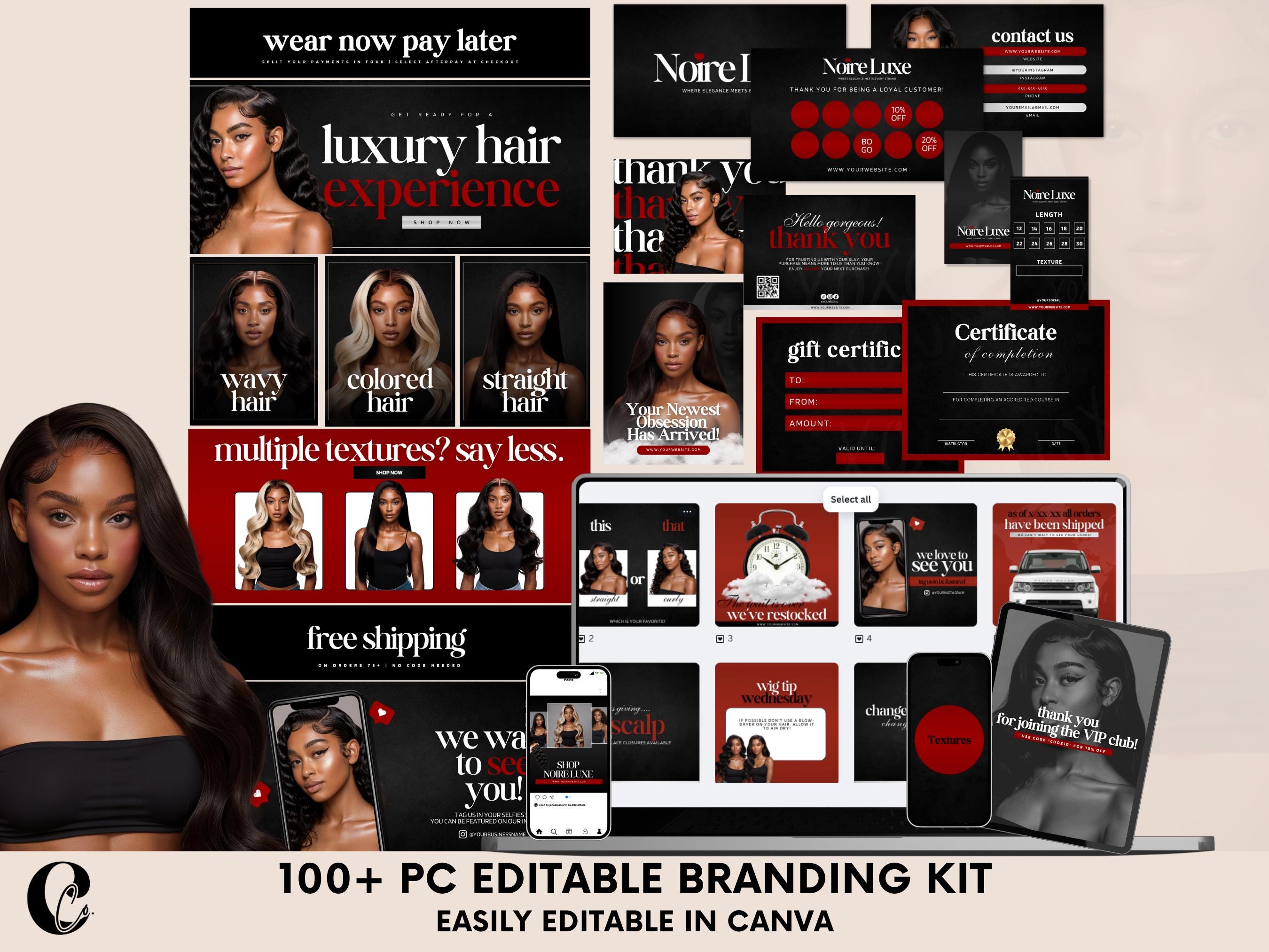 Hair Branding Kit DIY Branding Kit Social Media Branding Bundle Hair ...