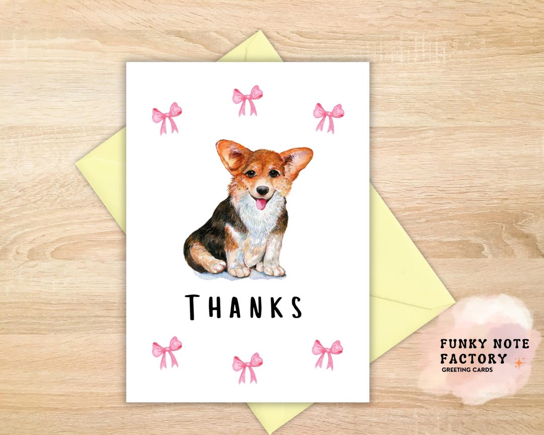 Corgi Thank You Printable Card, Dog Card, Thank You Card, Instant ...