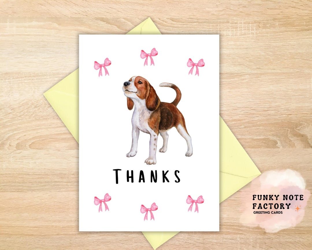 Beagle Thank You Printable Card, Dog Card, Thank You Card, Instant ...