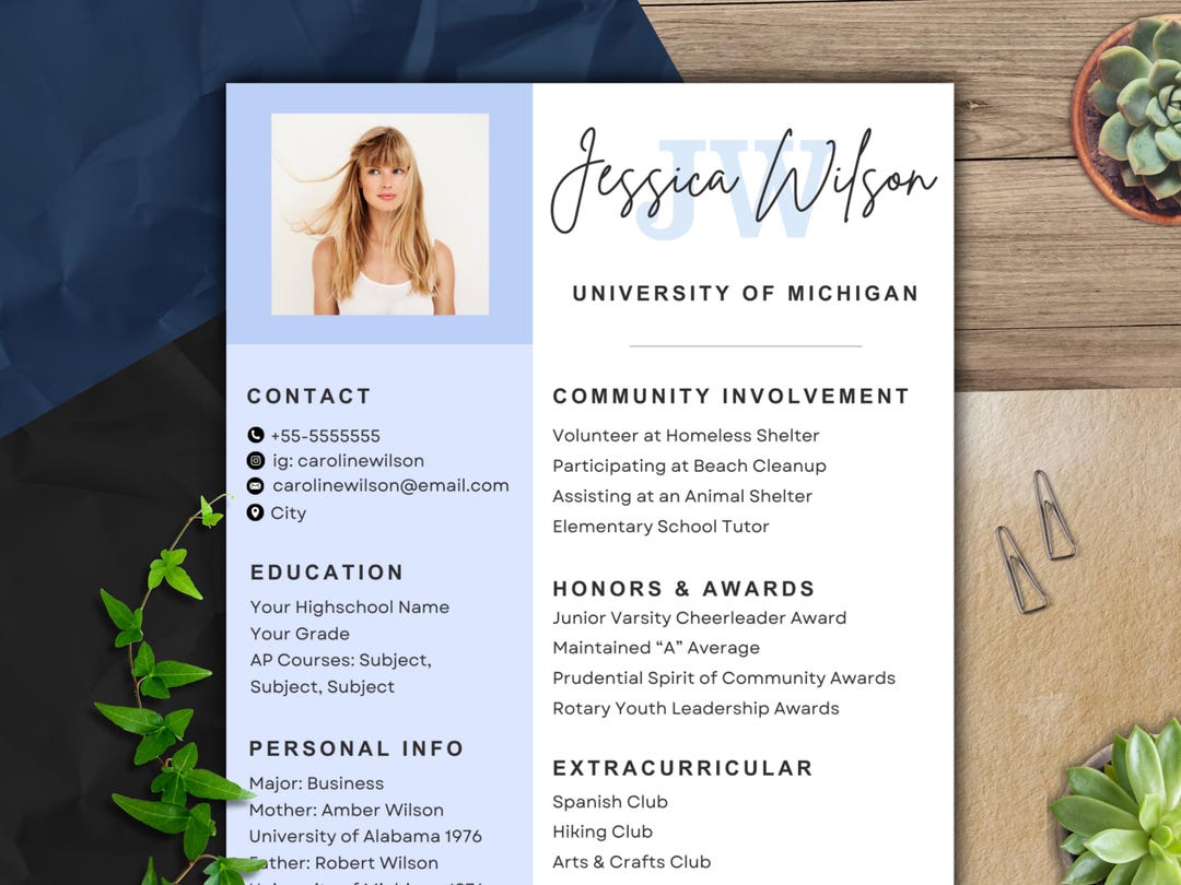 Cute Blue Sorority Resume Template in Canva, Rush Resume Template ...