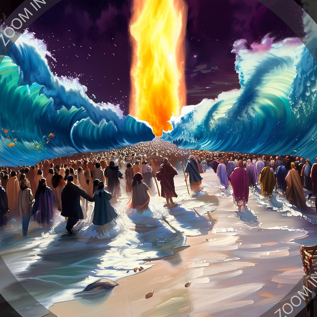 Moses Crossing Red Sea Art Print: Bible Story, Religious Wall Art ...