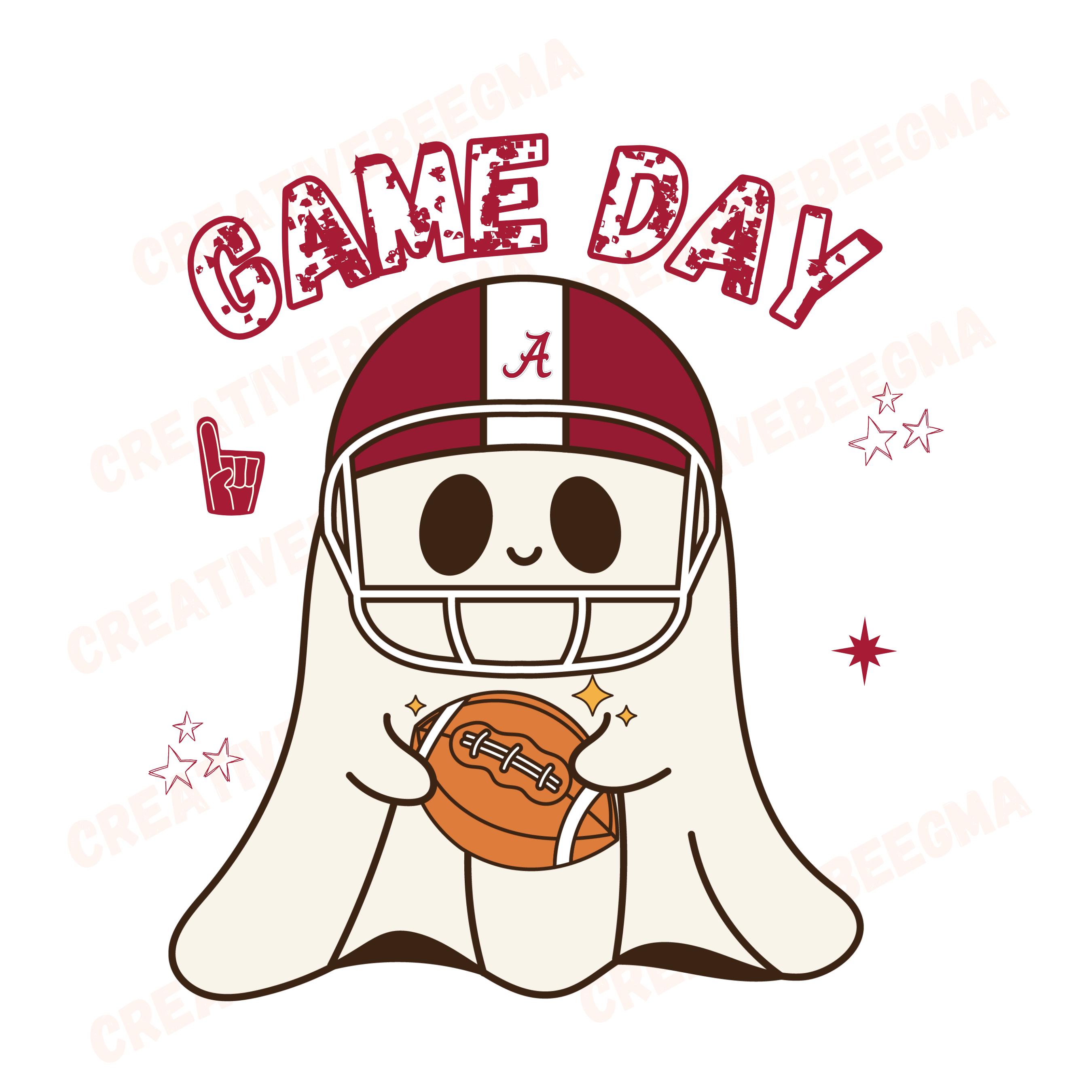 Game Day Ghost Design, Alabama Football Inspired Art, Ghost With Helmet ...