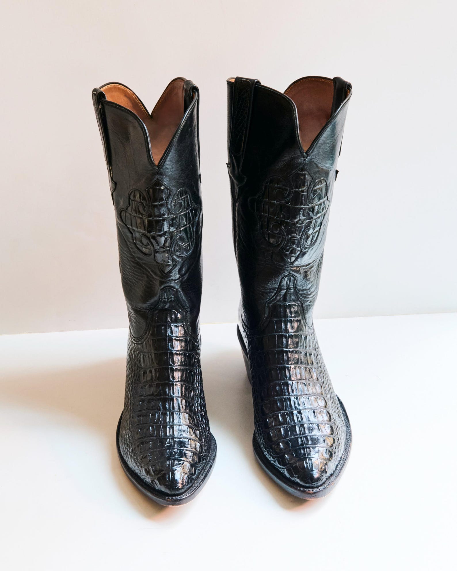 Lightly Used - Lucchese - Western Boots - 11D - Belly Alligator - Black ...