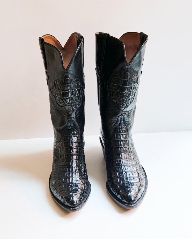 Lightly Used - Lucchese - Western Boots - 11D - Belly Alligator - Black ...