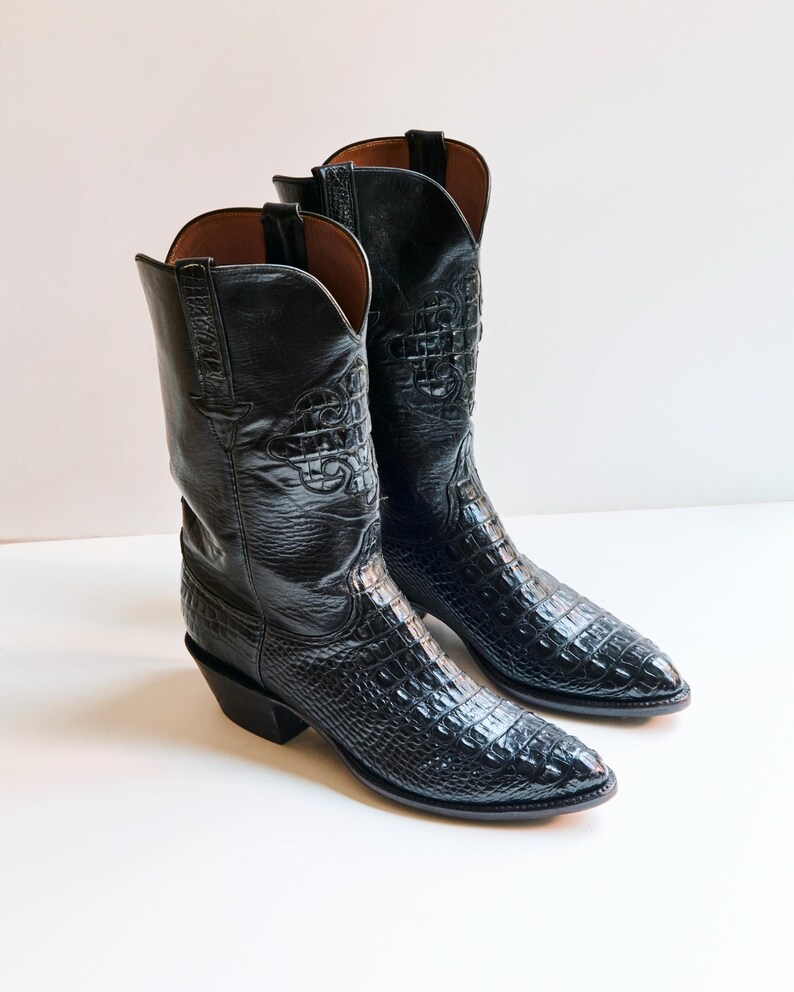 Lightly Used - Lucchese - Western Boots - 11D - Belly Alligator - Black ...