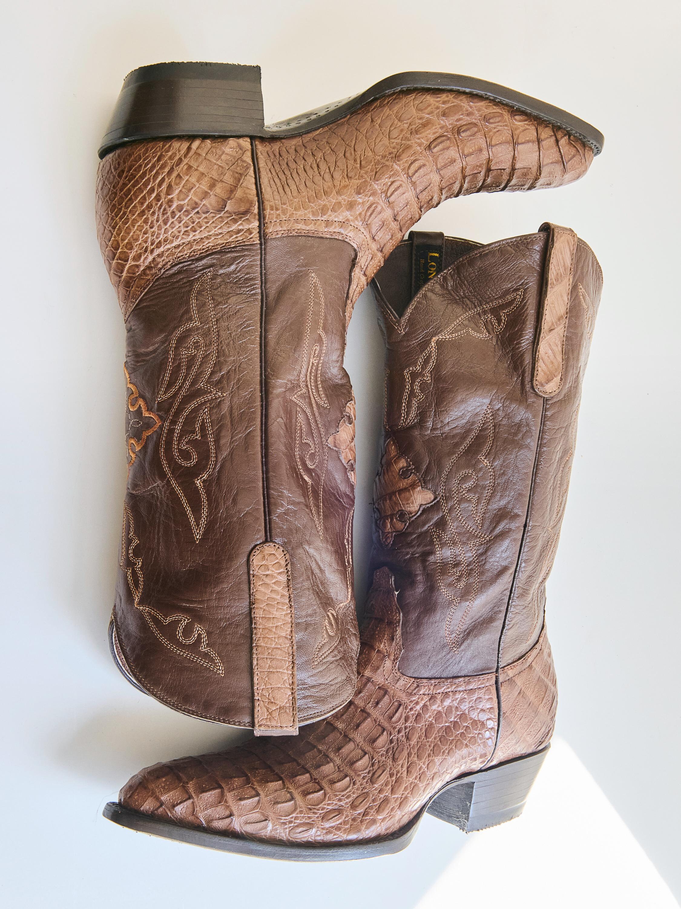 NEW - Longhorn - Western Boots - 11D - Caiman - Brown - Etsy