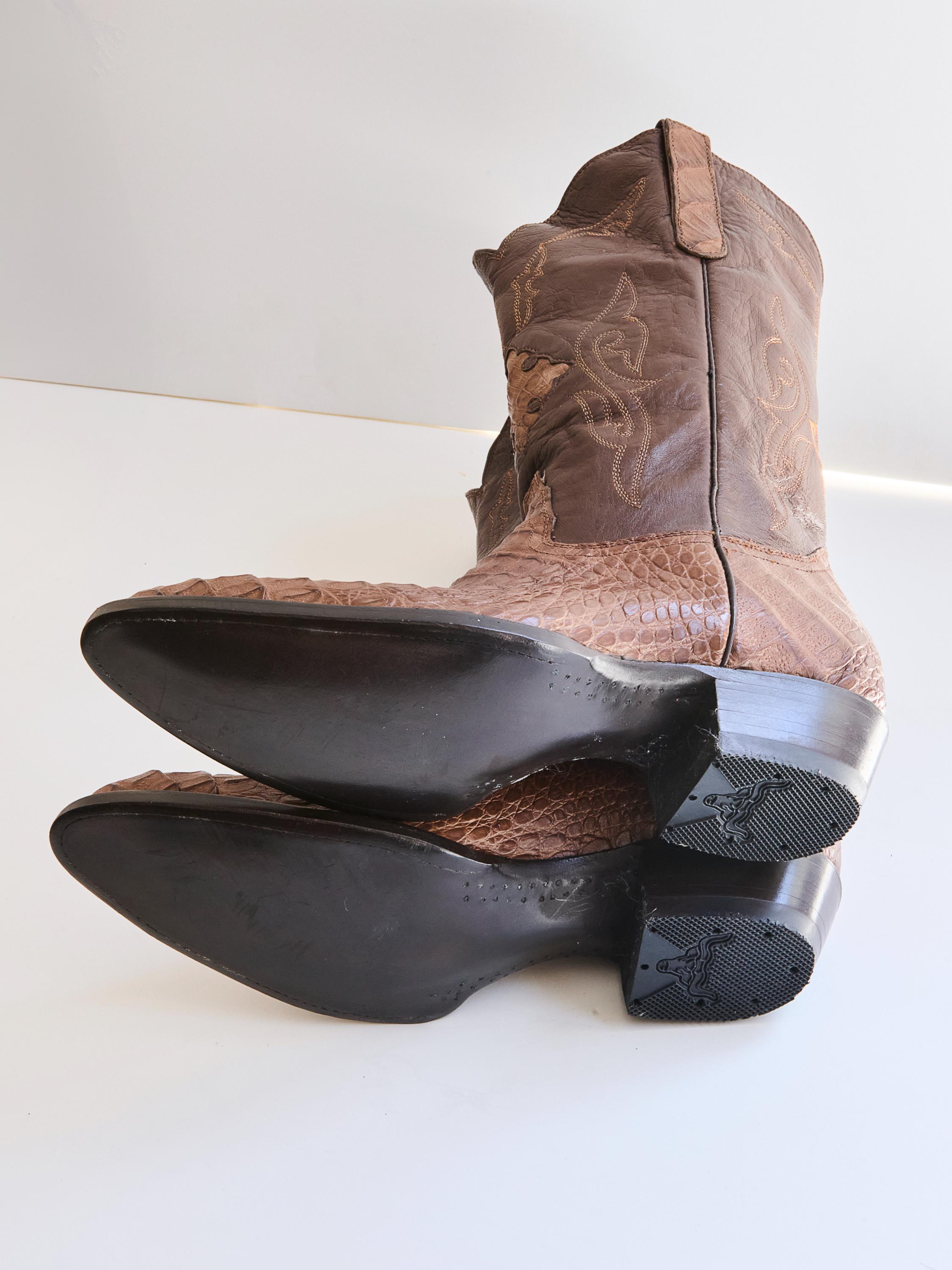 NEW - Longhorn - Western Boots - 11D - Caiman - Brown - Etsy