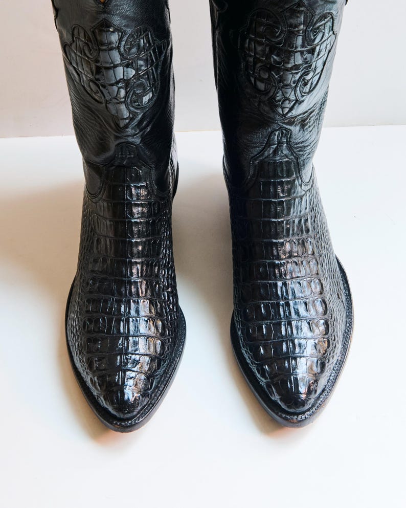 Lightly Used - Lucchese - Western Boots - 11D - Belly Alligator - Black ...
