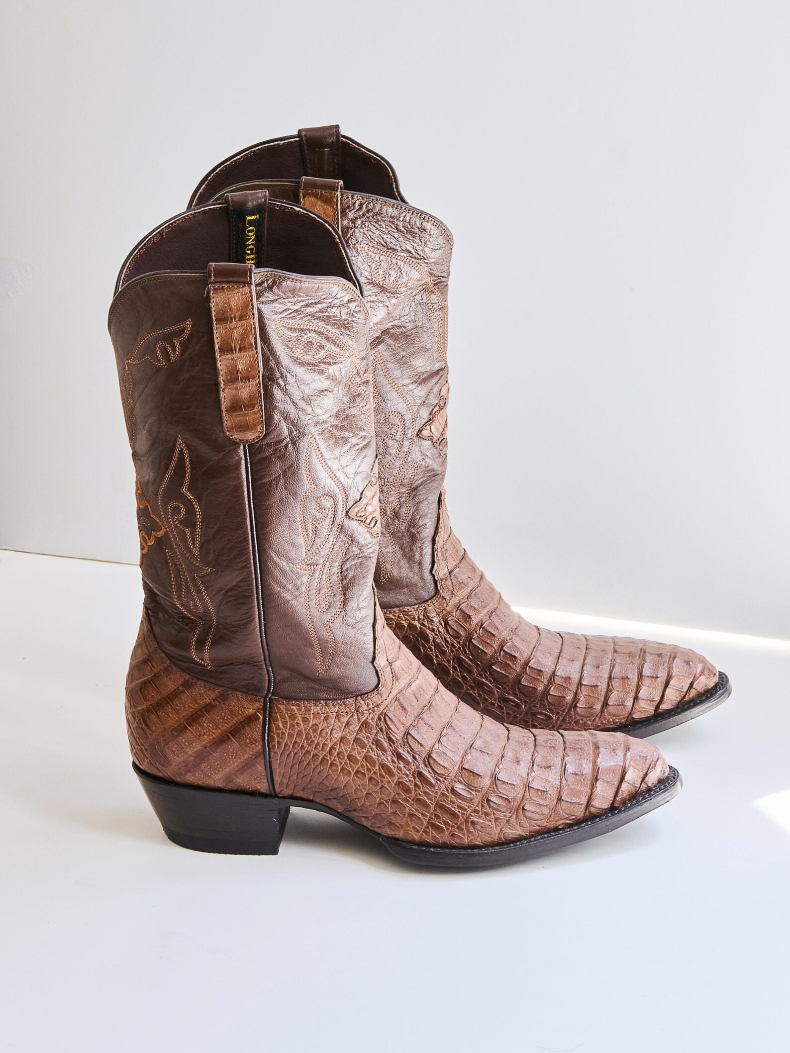 NEW - Longhorn - Western Boots - 11D - Caiman - Brown - Etsy