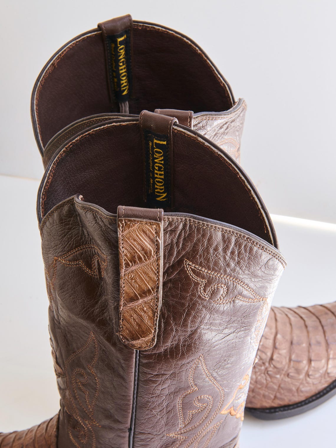 NEW - Longhorn - Western Boots - 11D - Caiman - Brown - Etsy