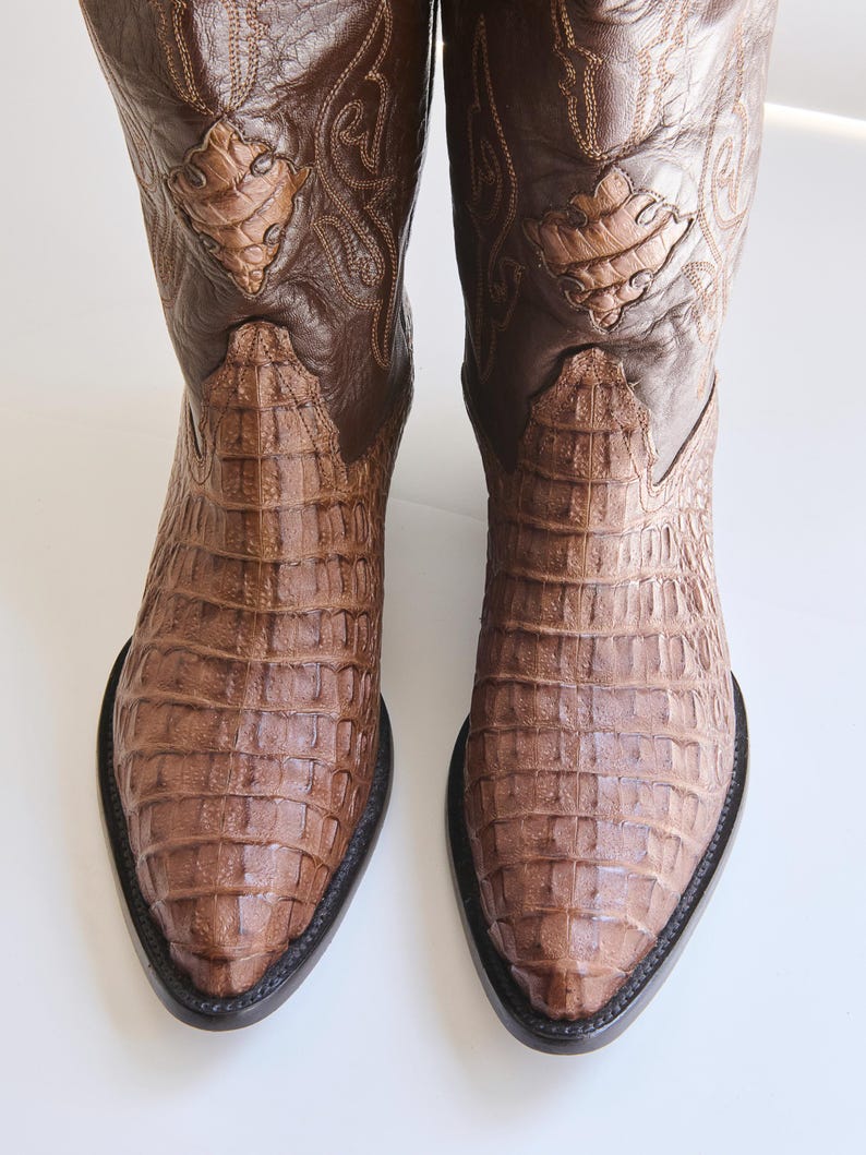 NEW - Longhorn - Western Boots - 11D - Caiman - Brown - Etsy