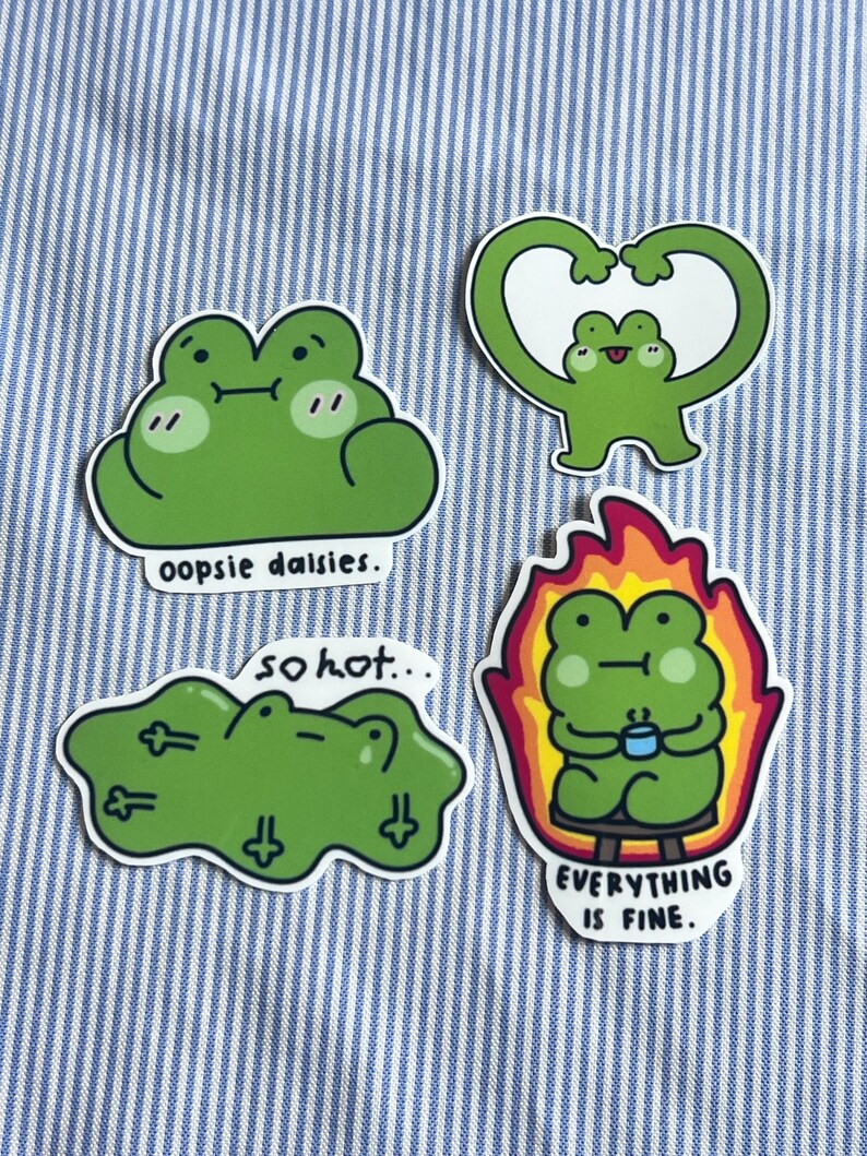 Cute Frog Sticker Pack: Four Funny, Cute, Aesthetically Pleasing Frog ...