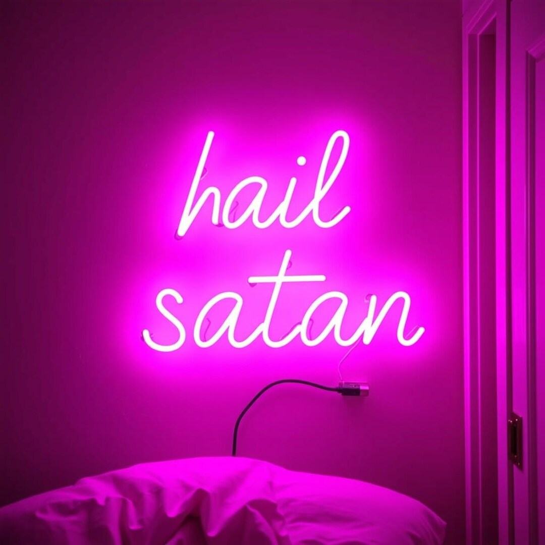 Hail Satan Neon Sign, Hail Satan, Baphomet, Pastel Goth, Hail Satan ...
