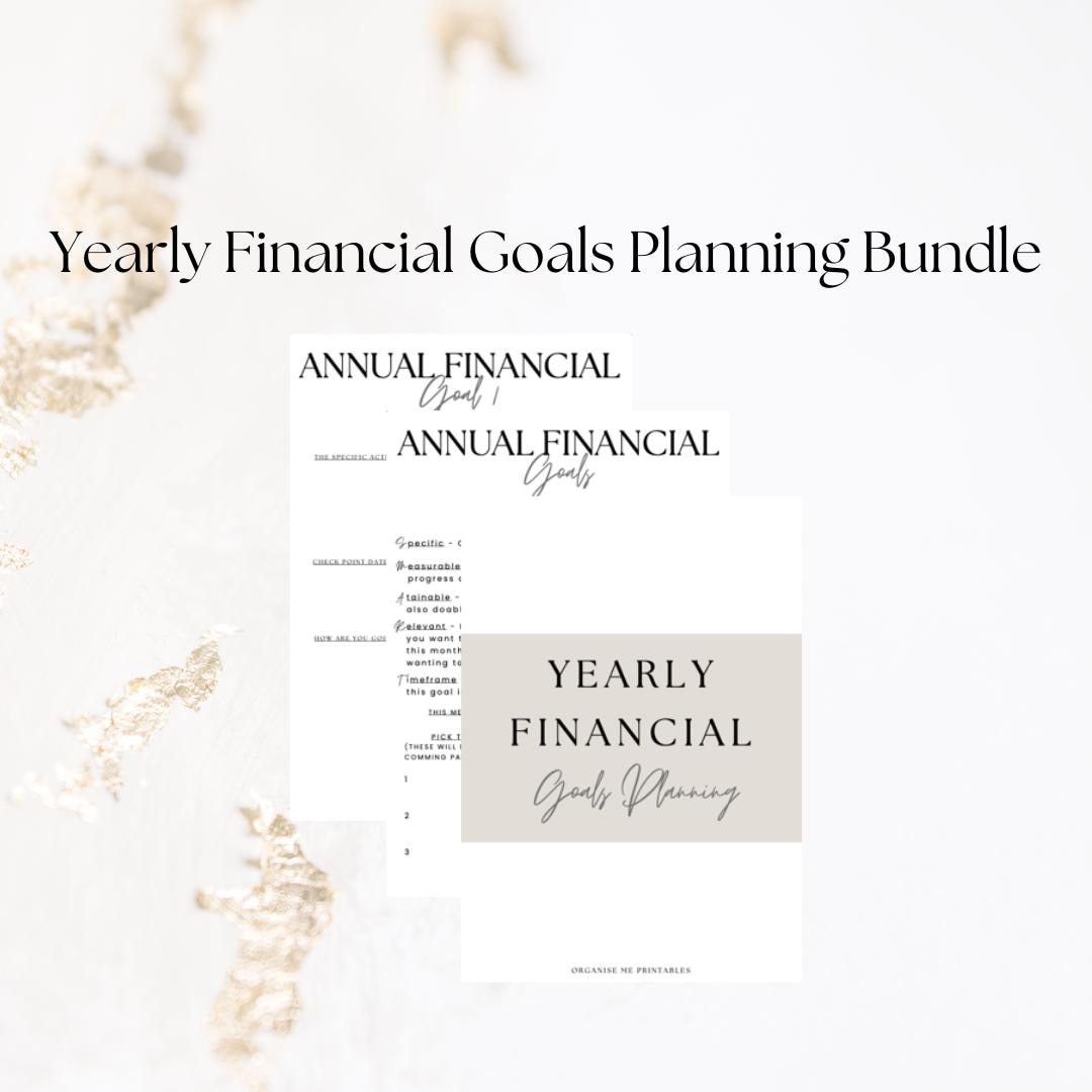 Yearly Financial Goals Planner Bundle | Budget Organizer | Finance ...