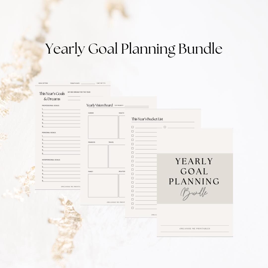 Goal Planner Printable & Fillable PDF - Yearly Goals, Quarterly Goals ...