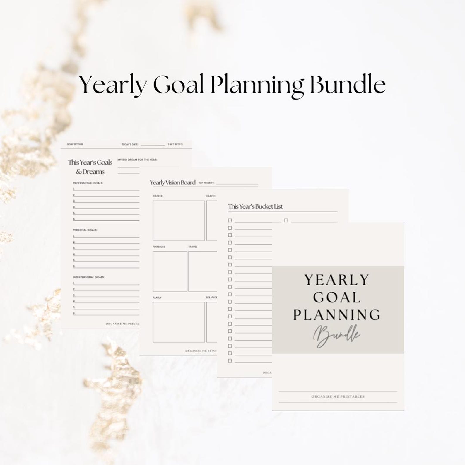 Goal Planner Printable & Fillable PDF - Yearly Goals, Quarterly Goals ...
