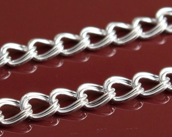 Sterling Silver Chain by the Foot Drawn Rectangle Chain 5mm | Etsy