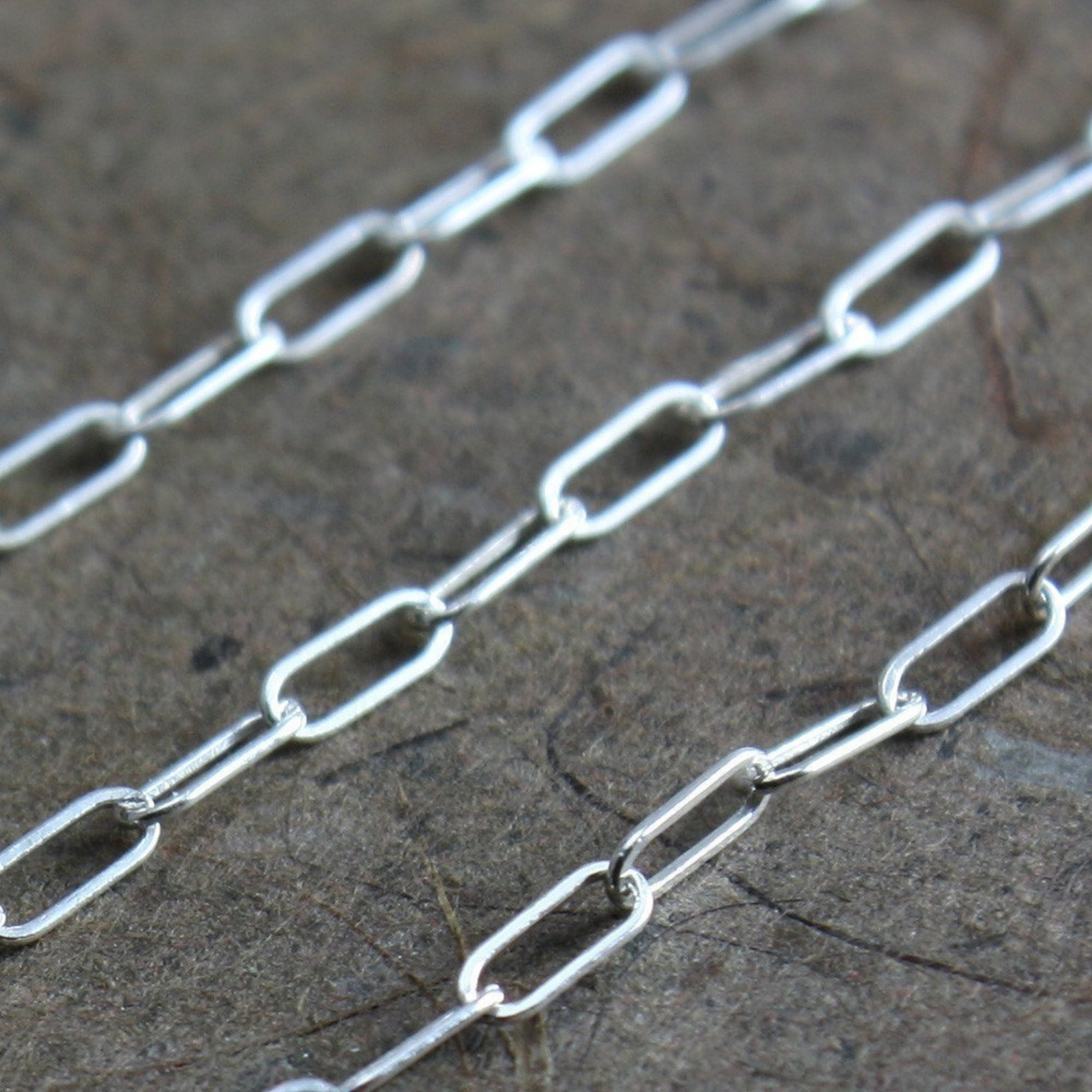 Sterling Silver Chain by the Foot Drawn Rectangle Chain 5mm | Etsy