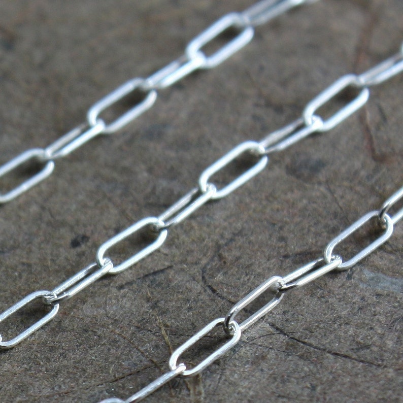 Sterling Silver Chain by the Foot Drawn Rectangle Chain 5mm | Etsy