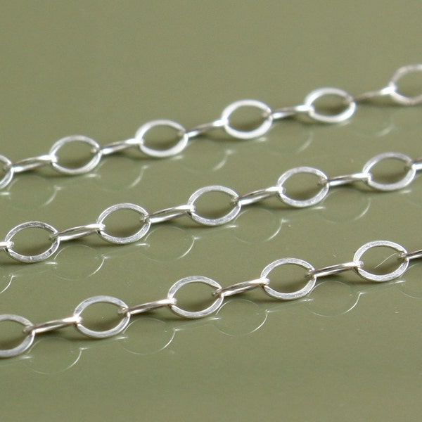 Sterling Silver Flat Cable Chain - Etsy