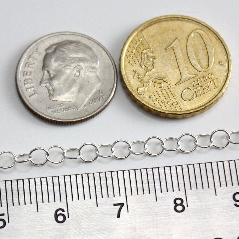 Sterling Silver Chain by the Foot Round Cable Link 3.5mm - Etsy