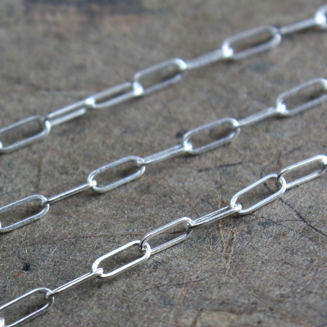 Sterling Silver Chain by the Foot Drawn Rectangle Chain 5mm | Etsy