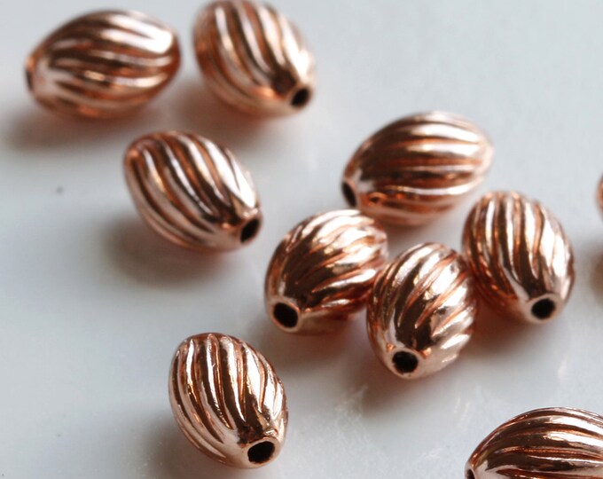 Solid Copper Beads - Oval 3mm X 5mm Textured Spacer Beads - 50 or 100 ...
