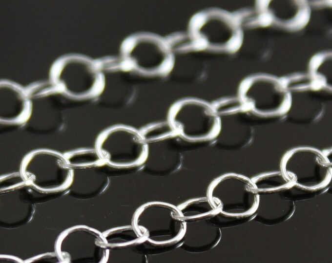 Sterling Silver Chain by the Foot - Round Cable Link 3.5mm - Bulk Chain ...