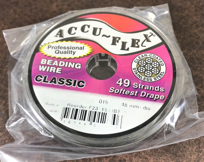 Accu-flex Beading Wire - 49 Strand Clear Stainless Steel 019 - by the ...