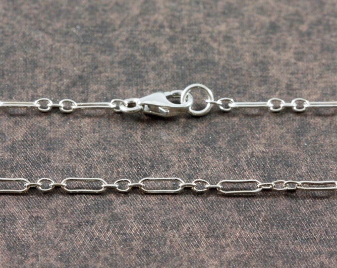 Sterling Silver Chain Necklace - 2mm X 5mm Rectangle Long and Short ...
