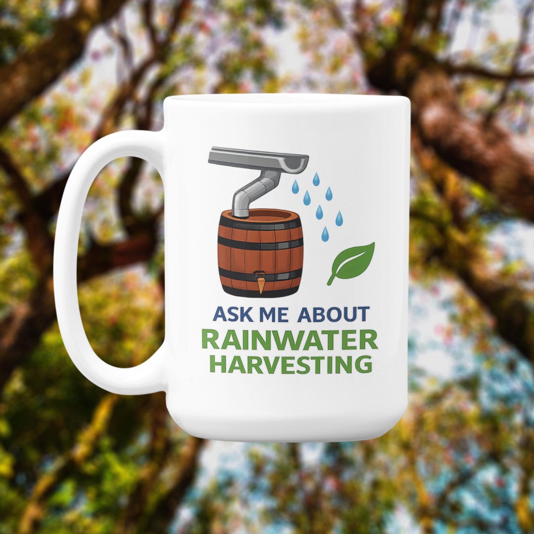 Ask Me About Rainwater Harvesting Mug Vintage Eco Homestead Coffee Cup ...