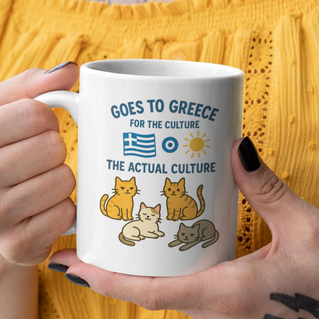 Funny Greece Cats Mug: Greek Island Travel Souvenir Gift - Etsy