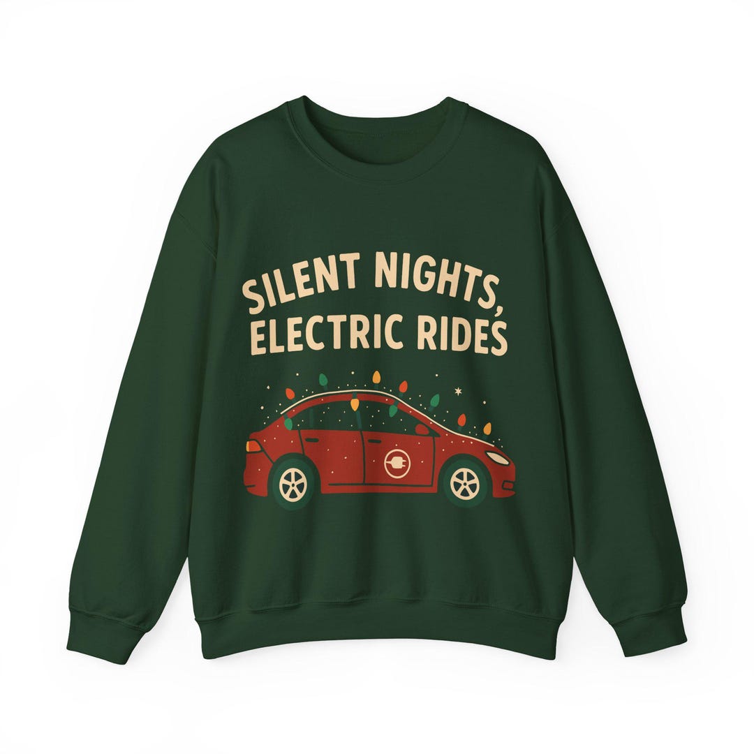 Electric Car Christmas Lights Sweatshirt – EV Holiday, Gildan 18000 - Etsy