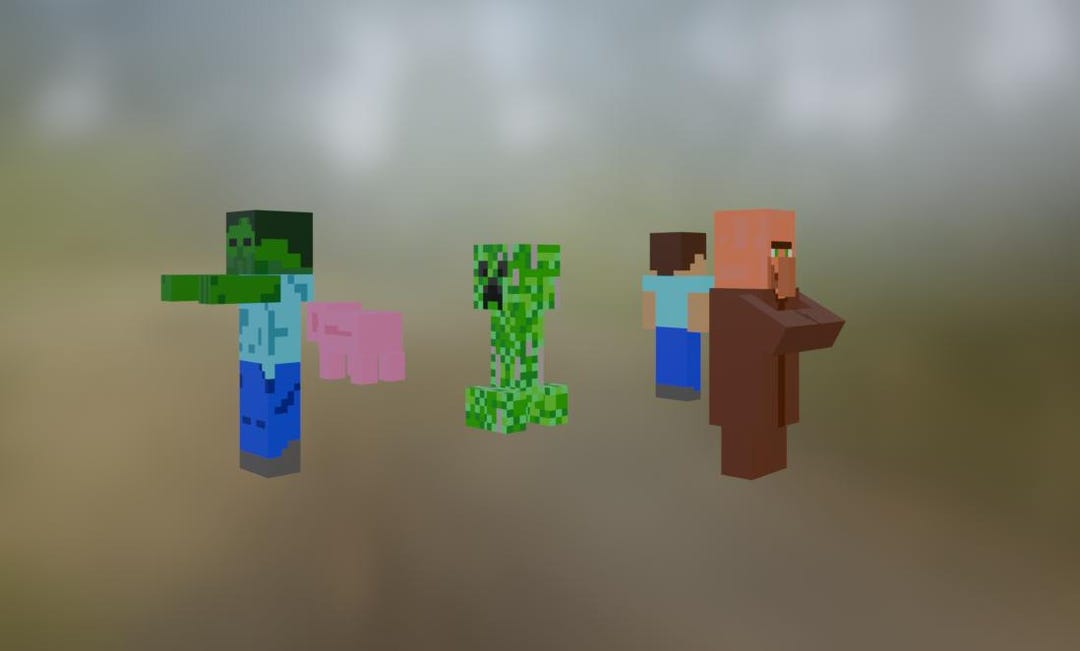 Minecraft Characters Pack OBJ Files - Etsy