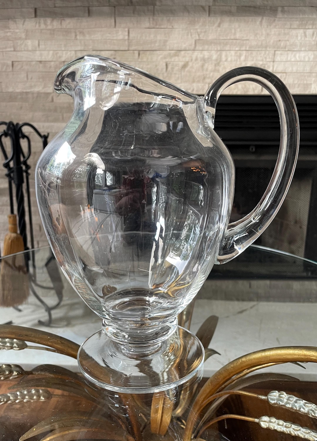 Vintage Clear Glass Pitcher: Charter Club Casuals Pedestal Base, 10 ...